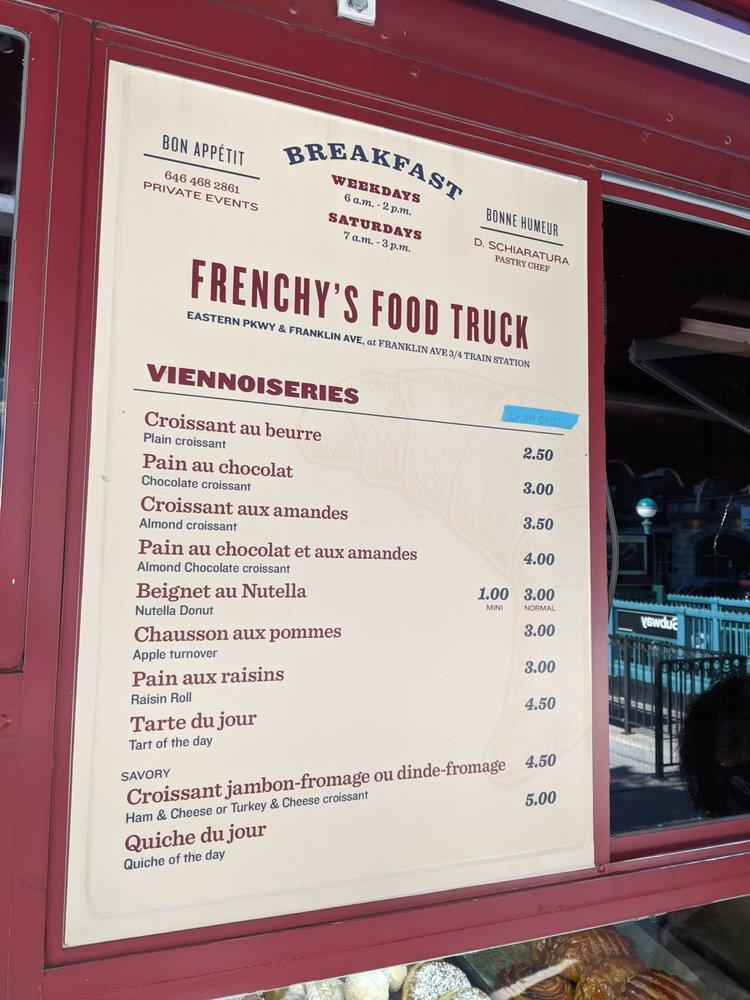 Menu at Frenchy's Food Truck cafe, New York City