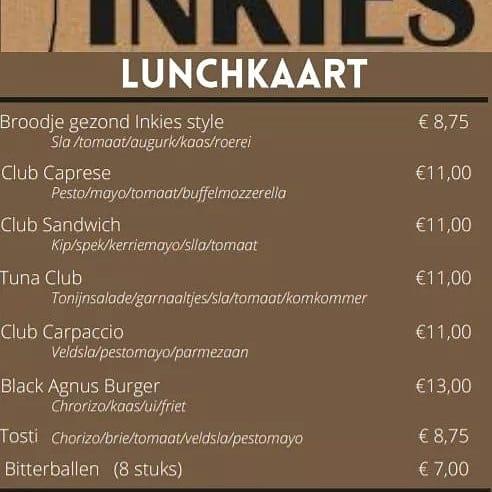Speisekarte von Gasterij Inkies, Midwolde
