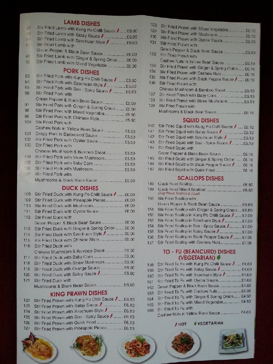 Menu at Jumbo Chinese & Thai Take Away fast food, Horsham
