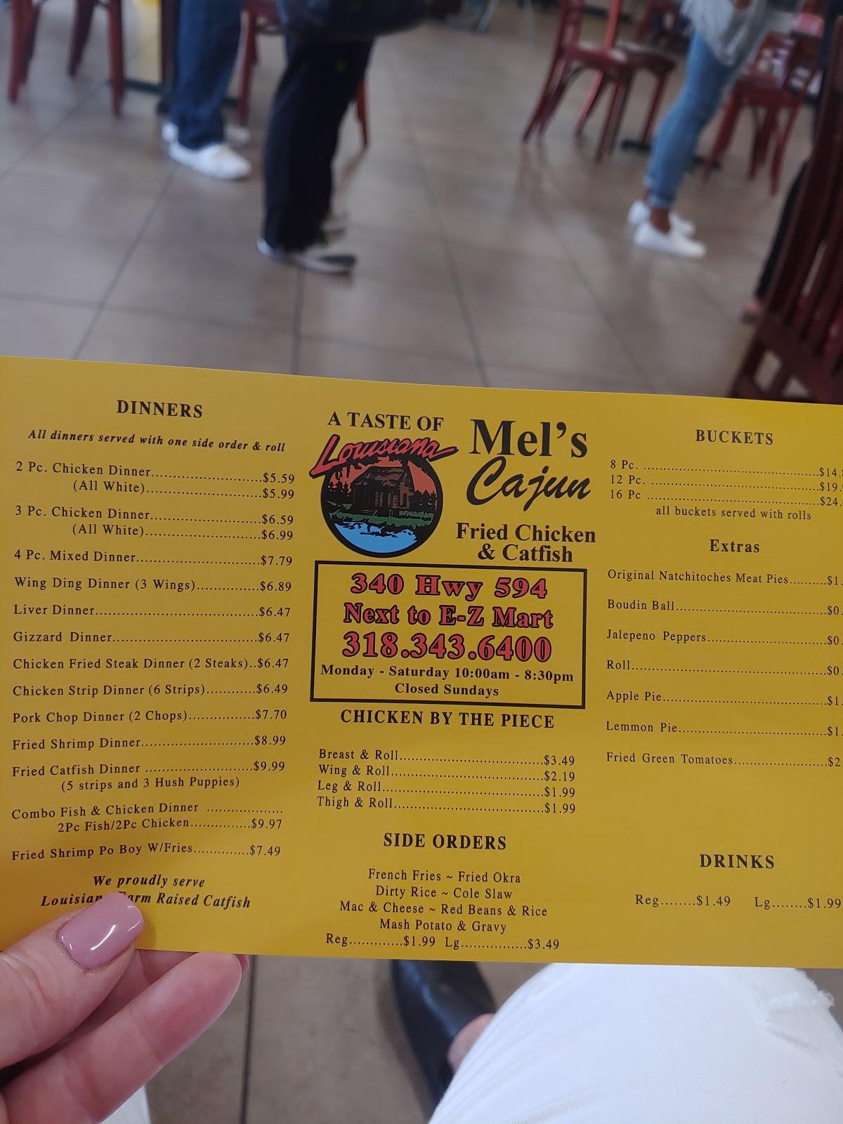 Menu at Mel's Cajun Fried Chicken & Catfish restaurant, Monroe