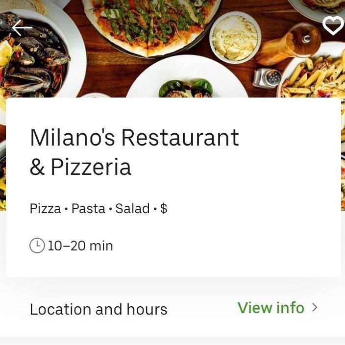 Menu at Milano's Restaurant and Pizzeria, Melville