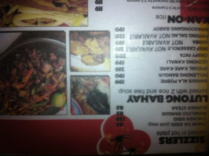 Menu at Mr. T's Inasal restaurant, Valenzuela, 34 MacArthur Hwy