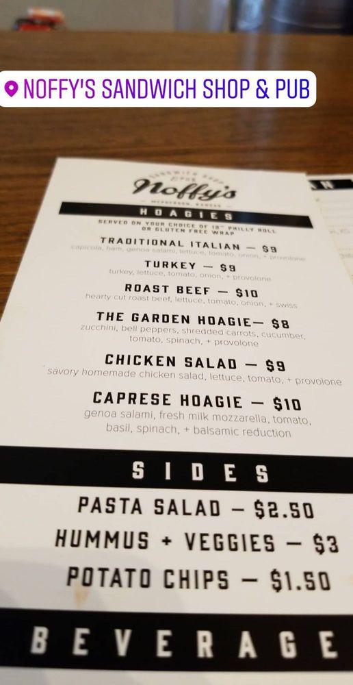 Menu at Noffy's Sandwich Shop & Pub, McPherson