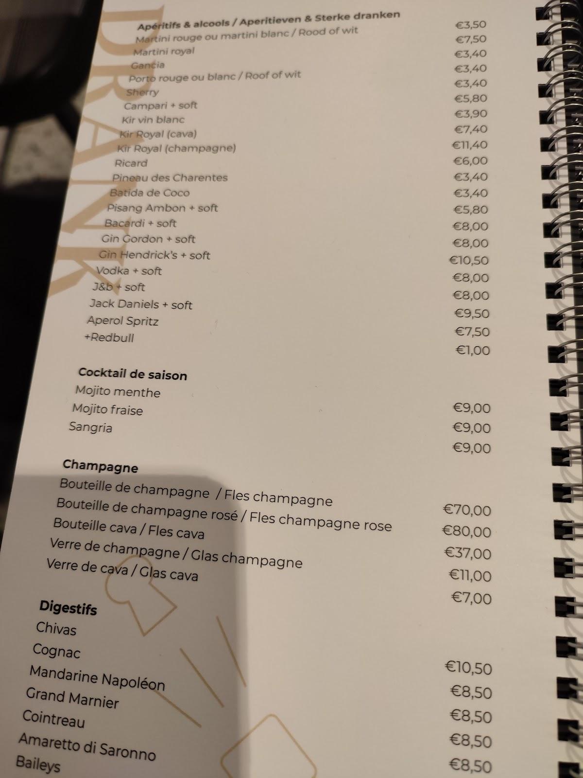 Menu at Pick Quick, Anderlecht, Westland shopping