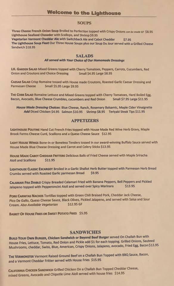 Menu at The Lighthouse Restaurant and Lounge, Colchester