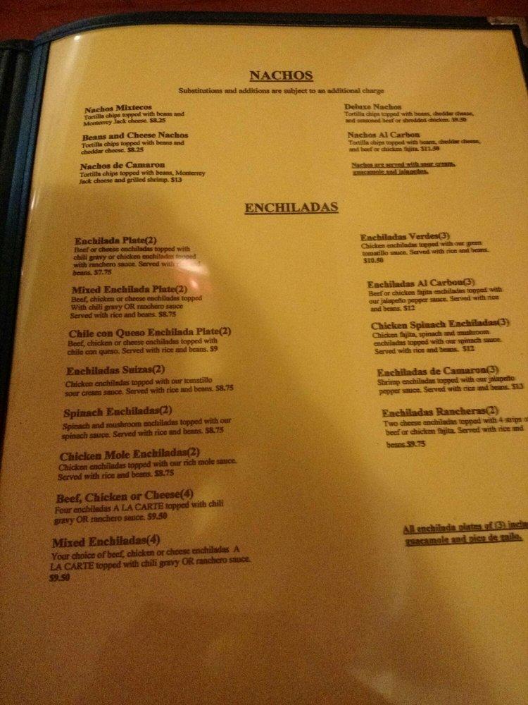 Menu at The Original Mexican Cafe, Galveston