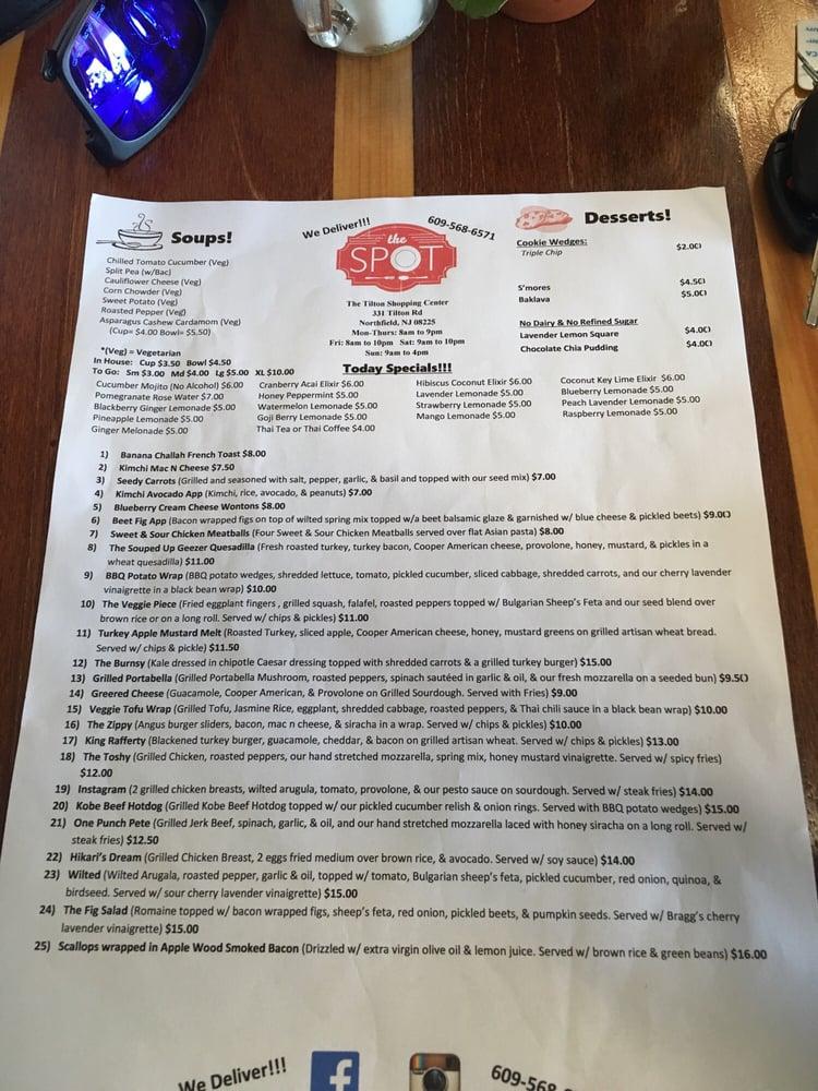 Menu at The Spot restaurant, Northfield