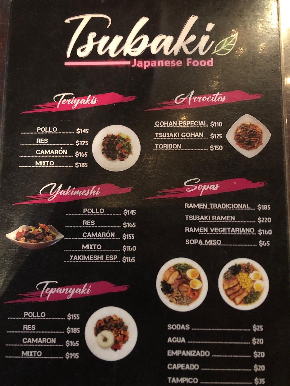 Menu at Tsubaki Japanese Food restaurant, Ensenada