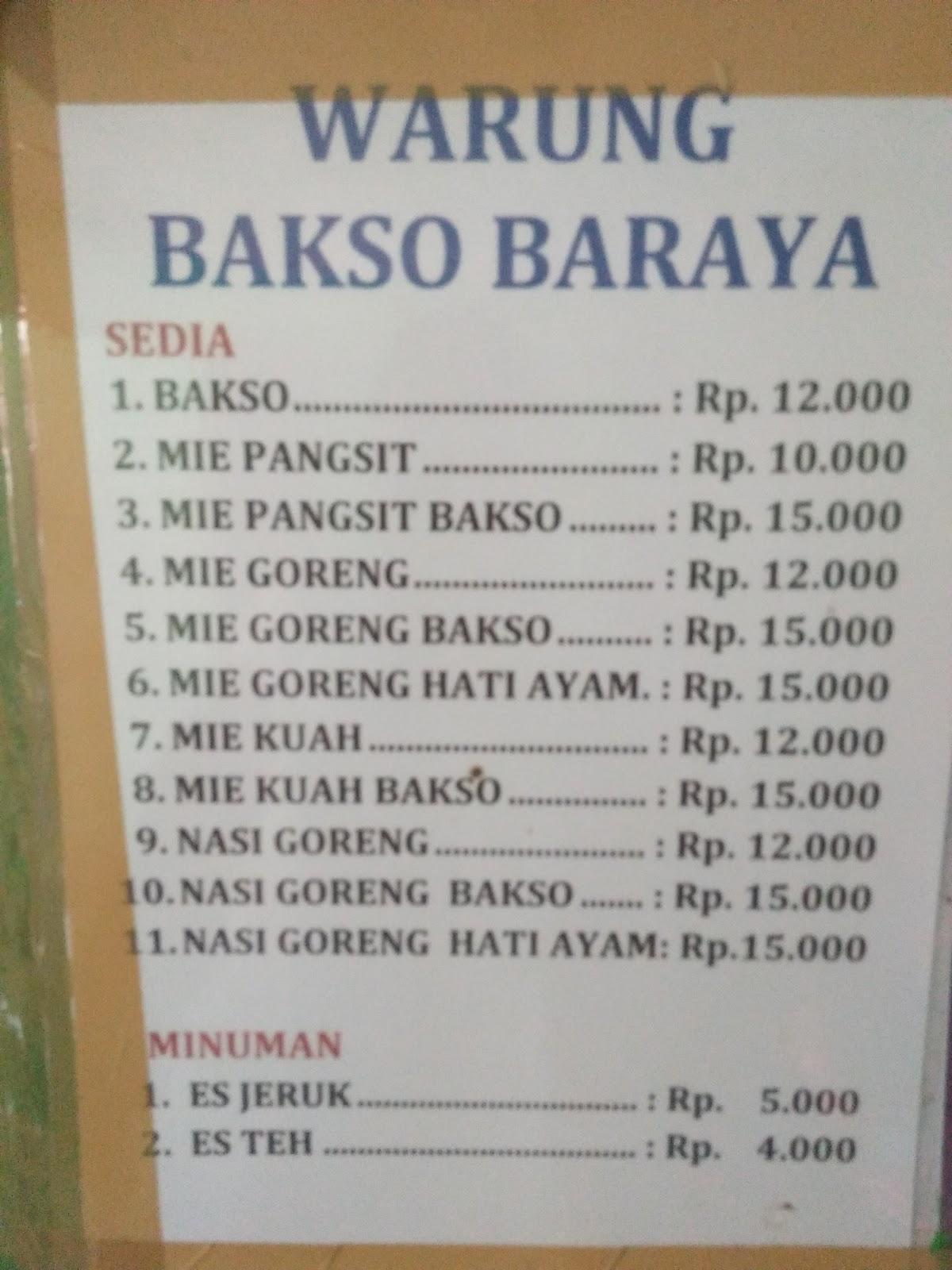 Menu at Warung Baraya Pakdhe Son, Makassar