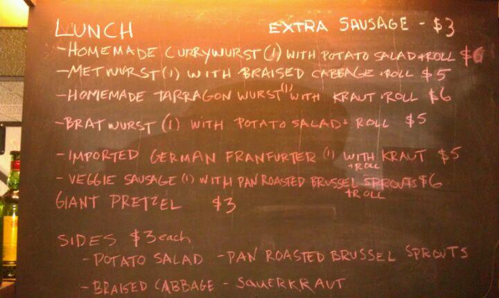Menu at Wunderbar!, Covington