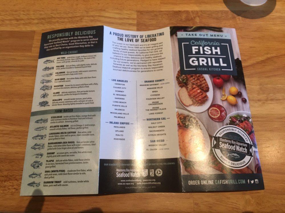 Menu at California Fish Grill restaurant, El Cajon, 120 Fletcher Pkwy