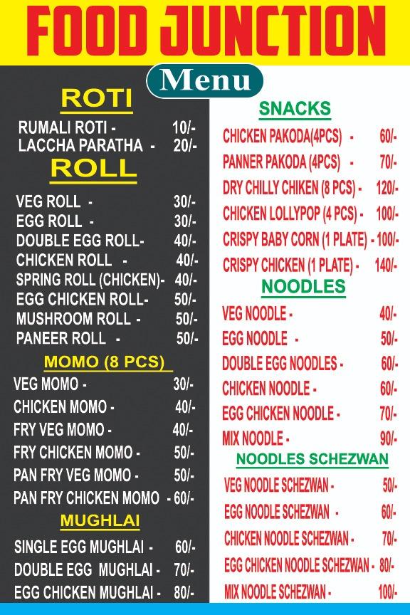 Menu at FOOD JUNCTION, Santiniketan