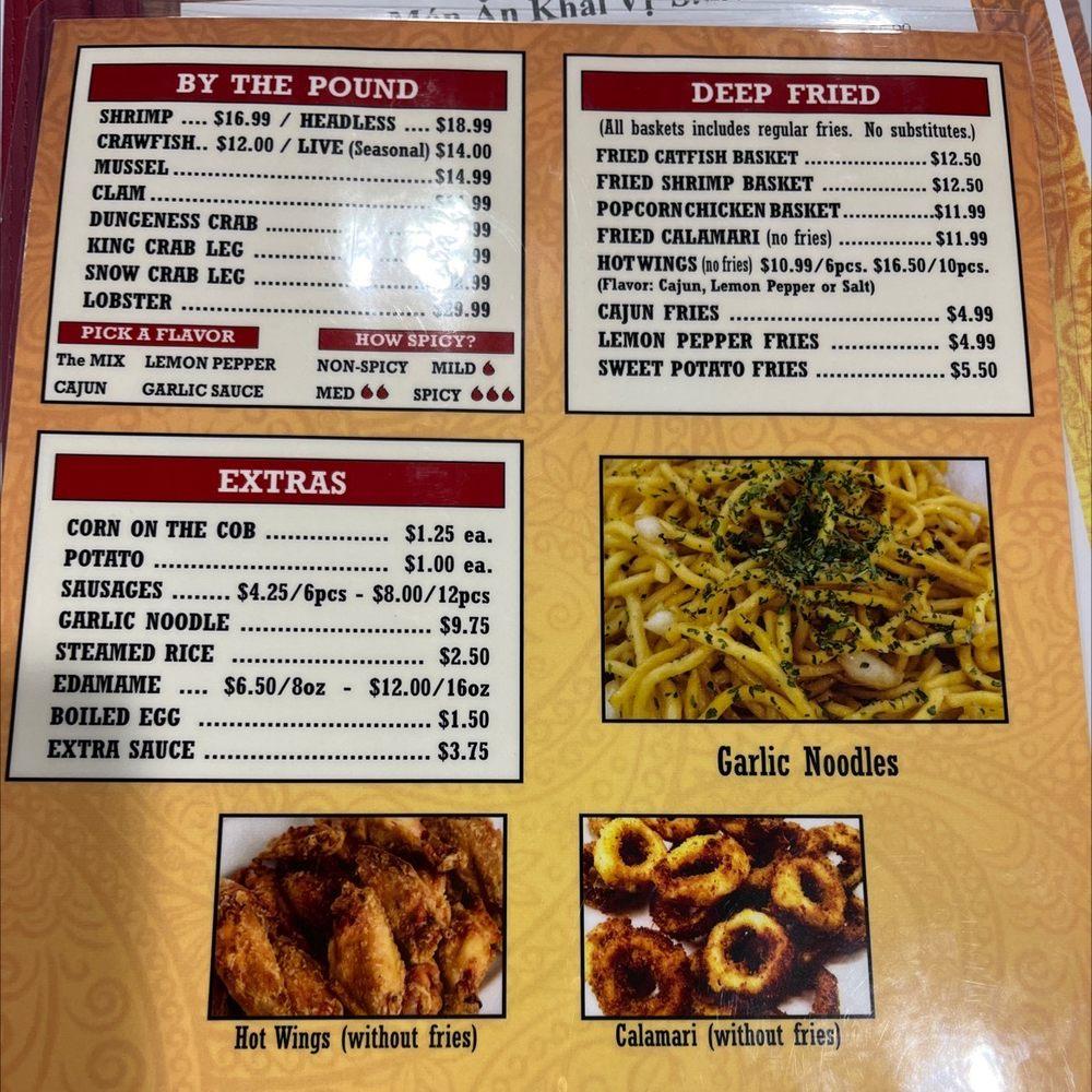 Carta del restaurante King Red Crawfish & Pho, Sun City