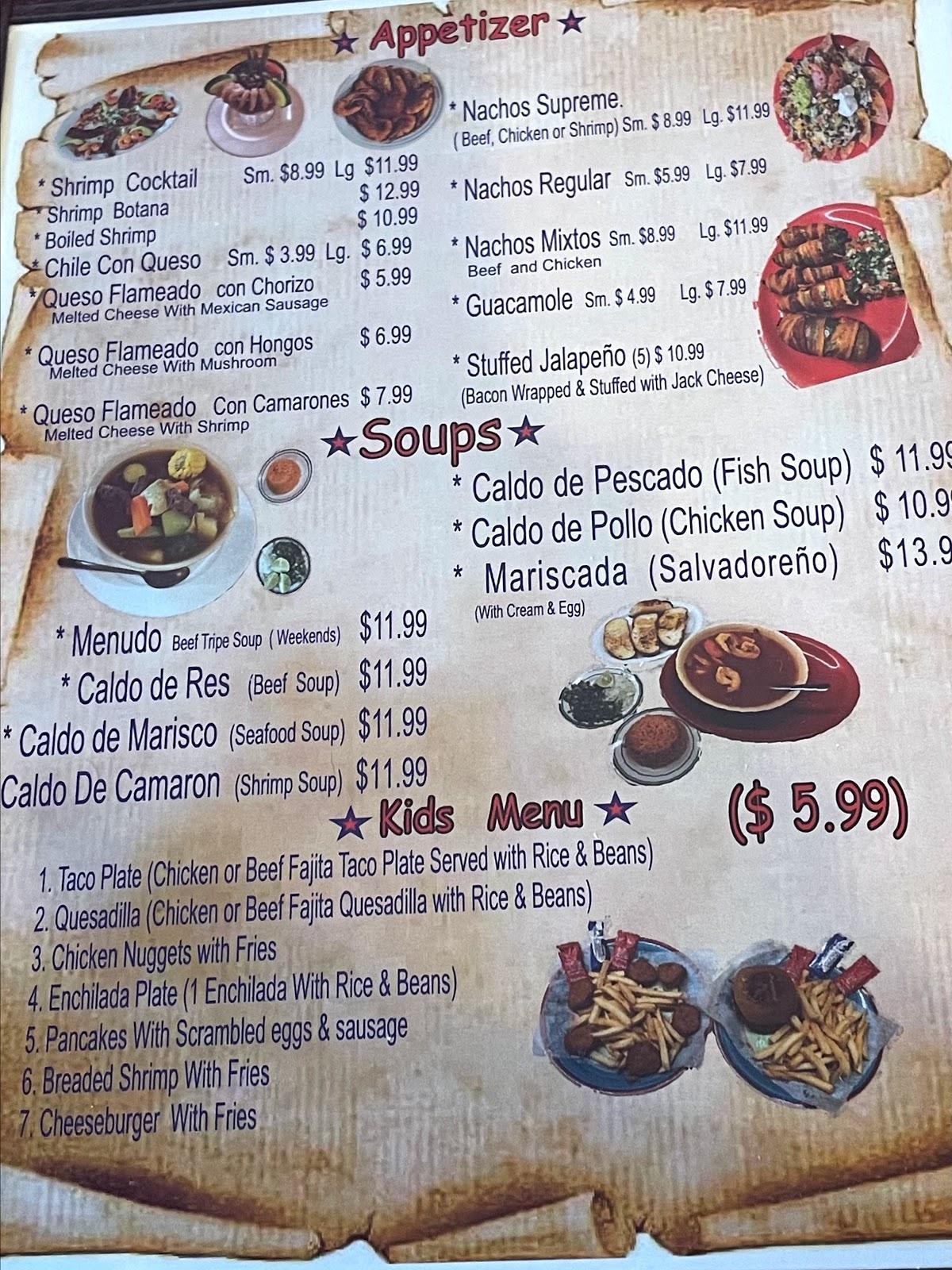 Carta del restaurante Los Charritos Mexican Grill, Rosenberg