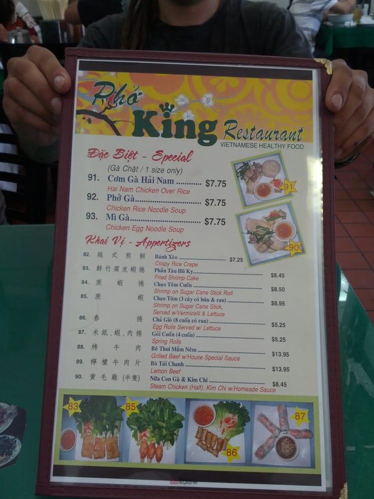 Menu at Pho King restaurant, Oakland, 207 E 18th St