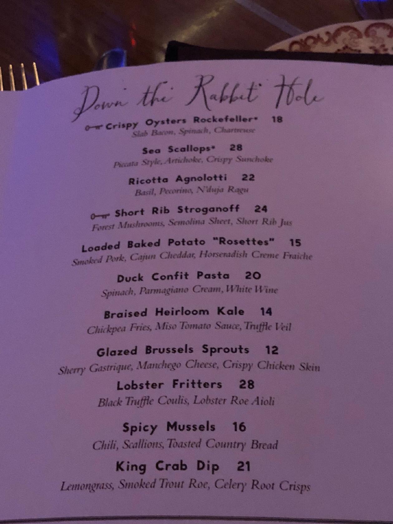 Menu at Rose. Rabbit. Lie pub & bar, Las Vegas, 3708 Las Vegas Blvd S ...