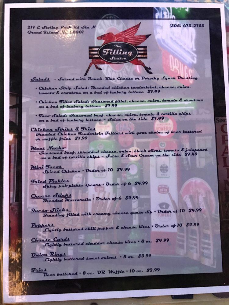 Menu at The Filling Station pub & bar, Grand Island