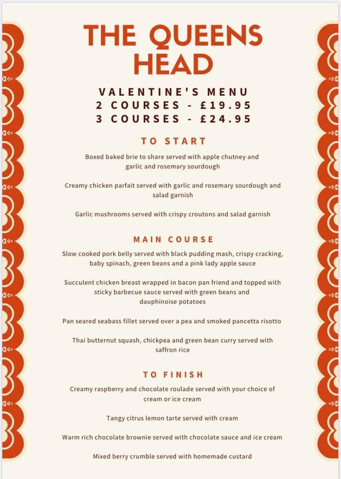 Menu at The Queens Head pub & bar, Horsham, Chapel Rd