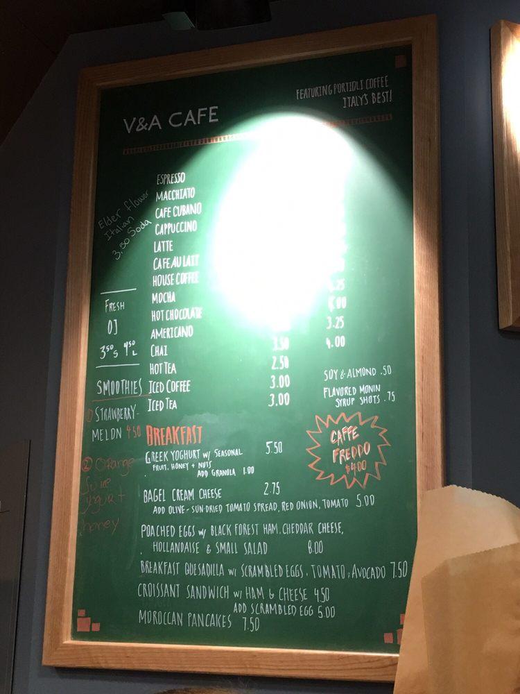 Menu at V&A Cafe, Berkeley