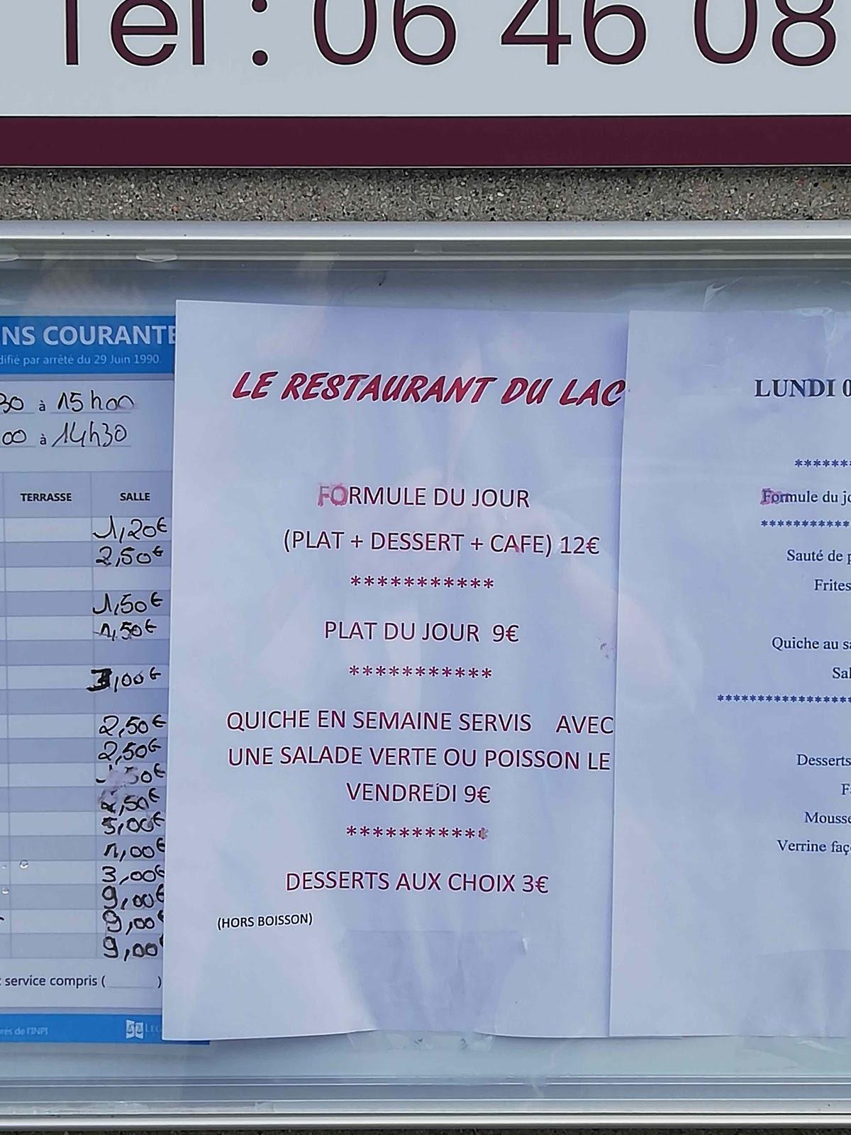 Menu au restaurant du lac, Privas