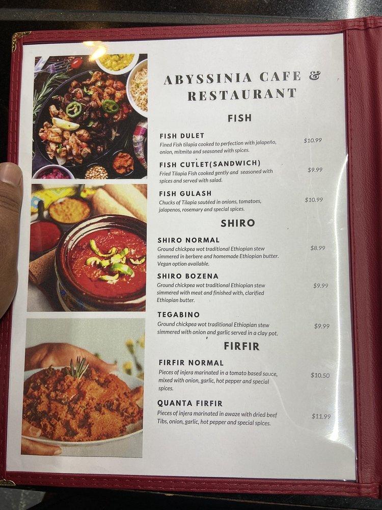 Menu at Abyssinia Cafe & Restaurant, Clarkston