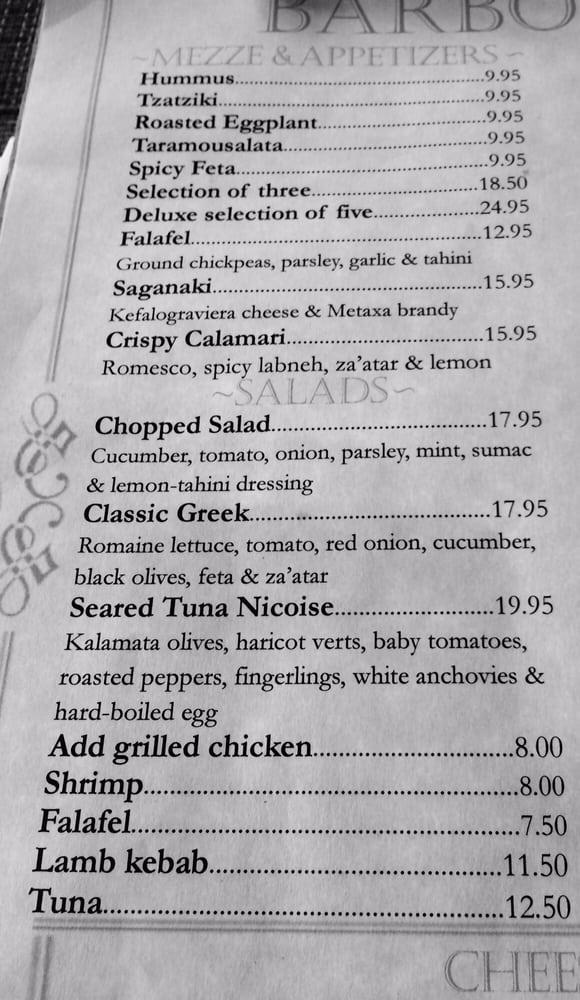 Menu at Barbounia, New York City