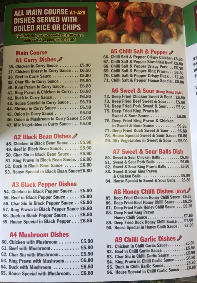 Menu at China Taste fast food, Peterlee