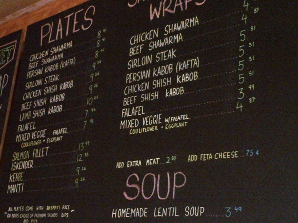 Menu at Lezzet Shawarma Falafel House restaurant, Mississauga, Dixie Rd