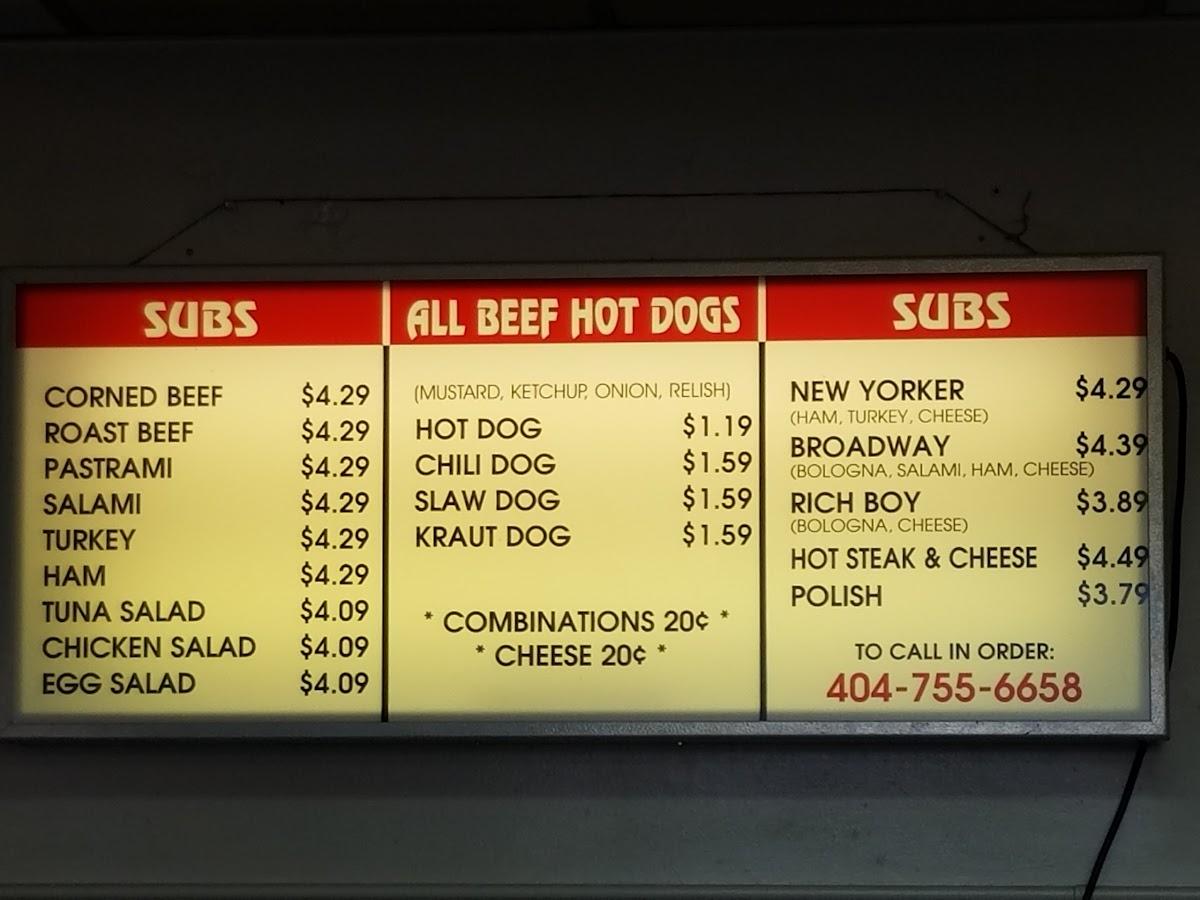 Menu at New York Sandwich Shop restaurant, Atlanta