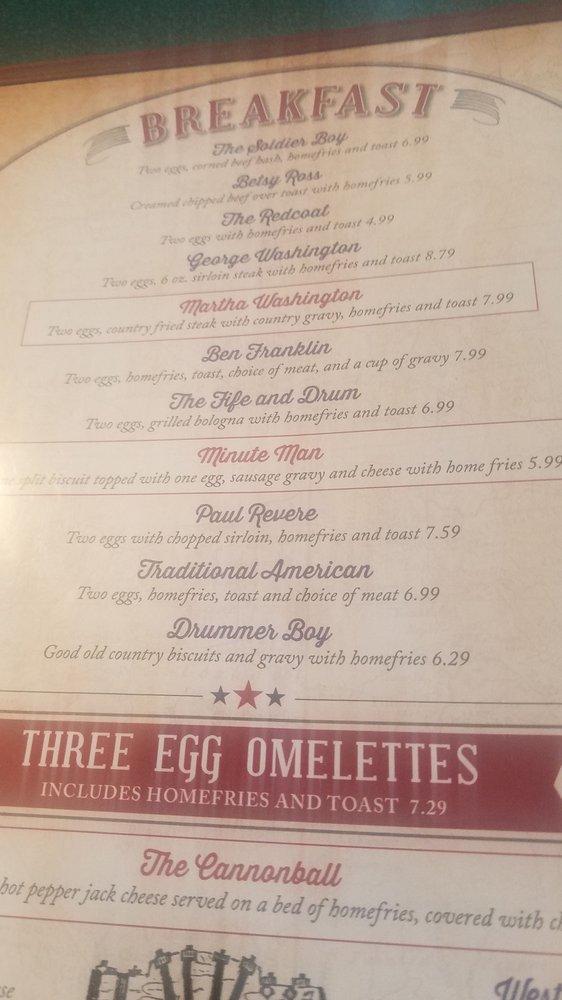 Menu at Paul Revere Inn Family Restaurant, Mansfield