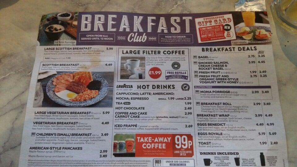 Menu at The Booking Office - JD Wetherspoon pub & bar, Edinburgh