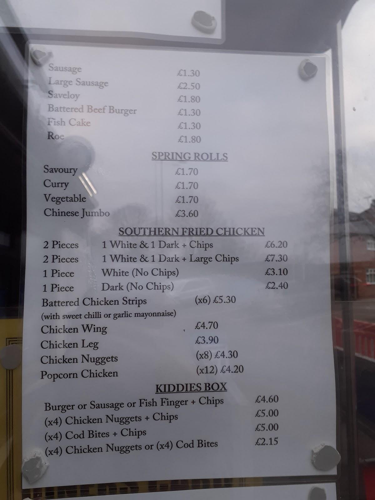 Menu at The Frying Machine fast food, Norwich, 156 Furze Rd