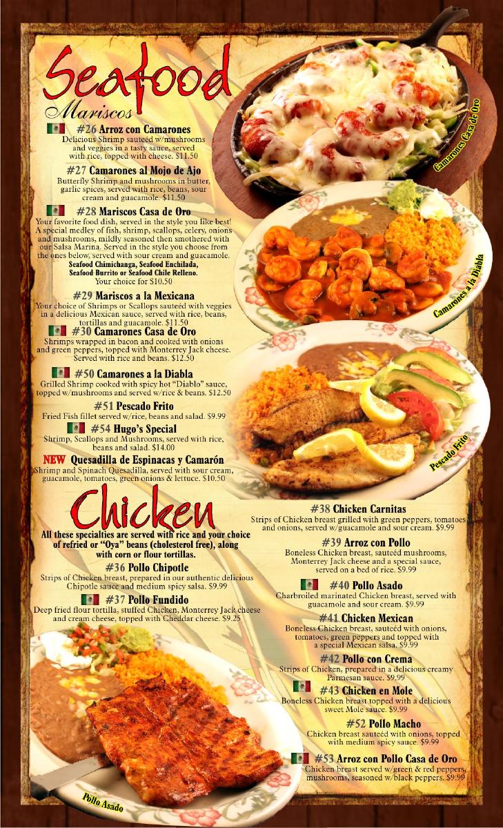 Menu at Casa De Oro Mexican Restaurant, Red Oak