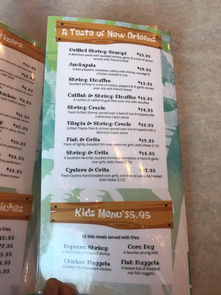 Menu at Drunken Shrimp restaurant, Gulf Shores