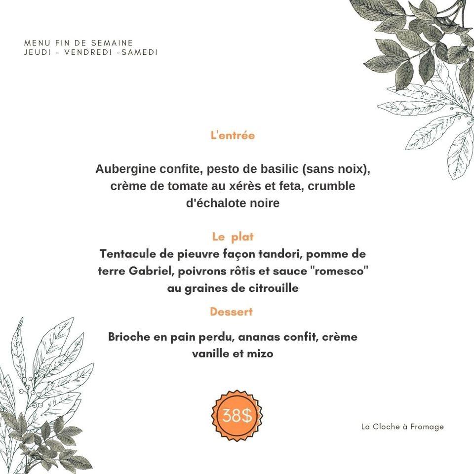 Menu at La cloche à fromage restaurant, Montreal
