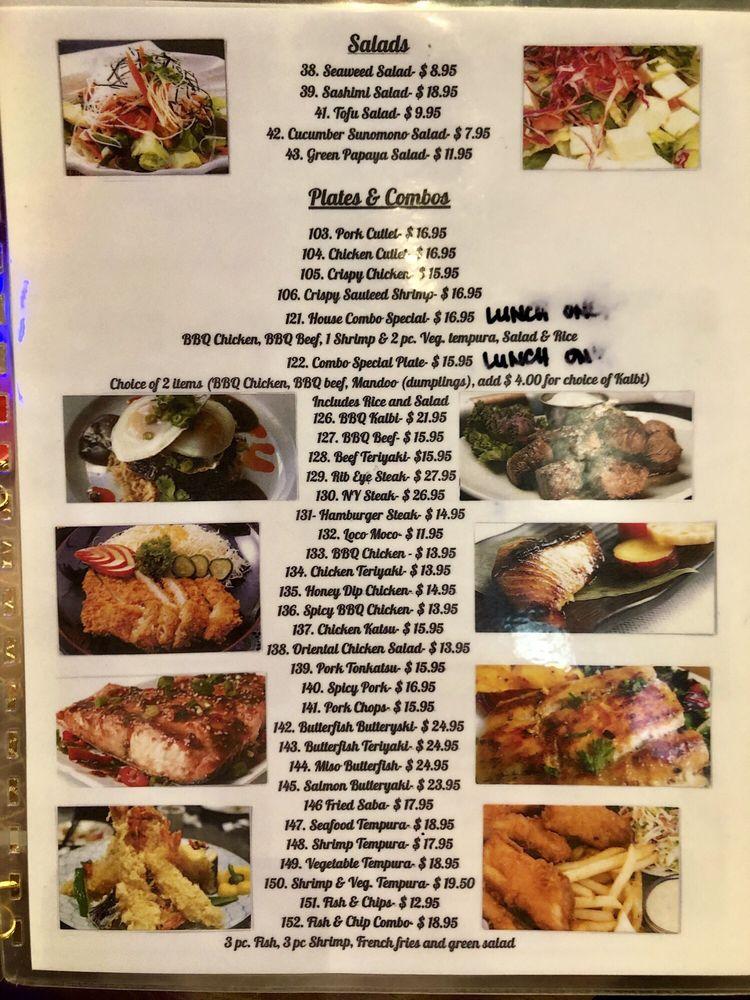 Menu at Miko’s Cuisine restaurant, Wailuku