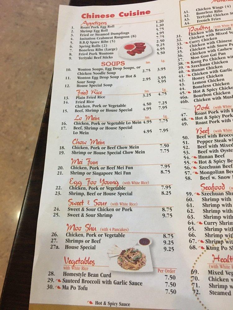 Menu at Thai Basil restaurant, Lakeside