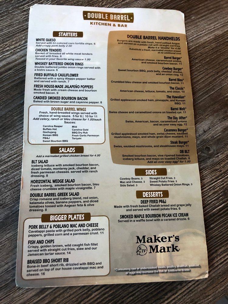 Menu at Double Barrel Kitchen & Bar, Westerville
