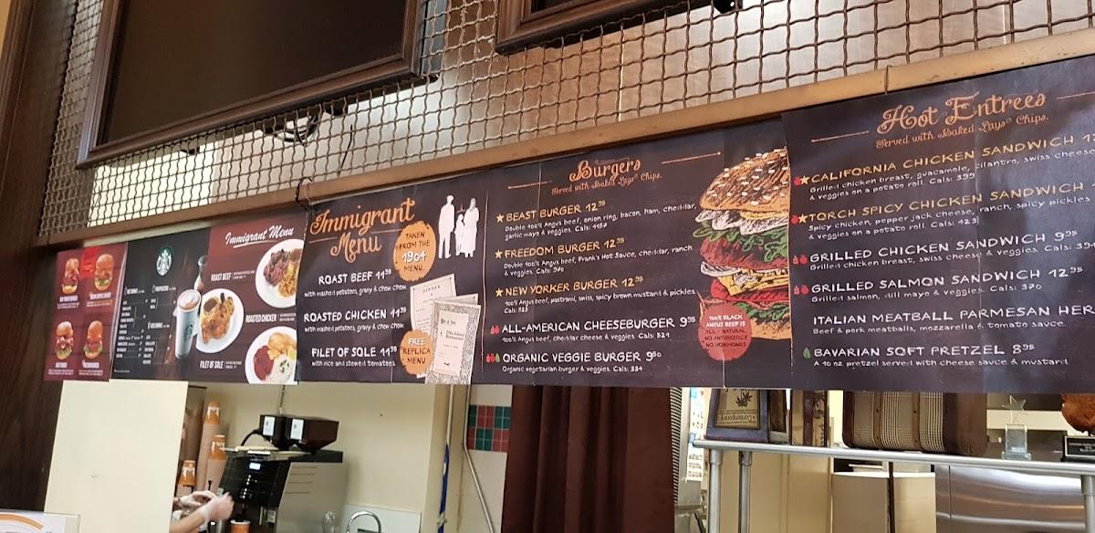 Menu at Ellis Island Cafe, New York City, Ellis Island