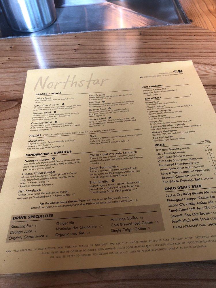 Menu at Northstar Café in Uptown Westerville restaurant, Westerville