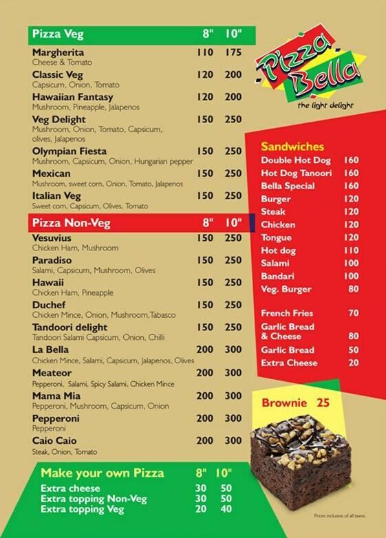 Menu at Pizza Bella, Bengaluru, 15