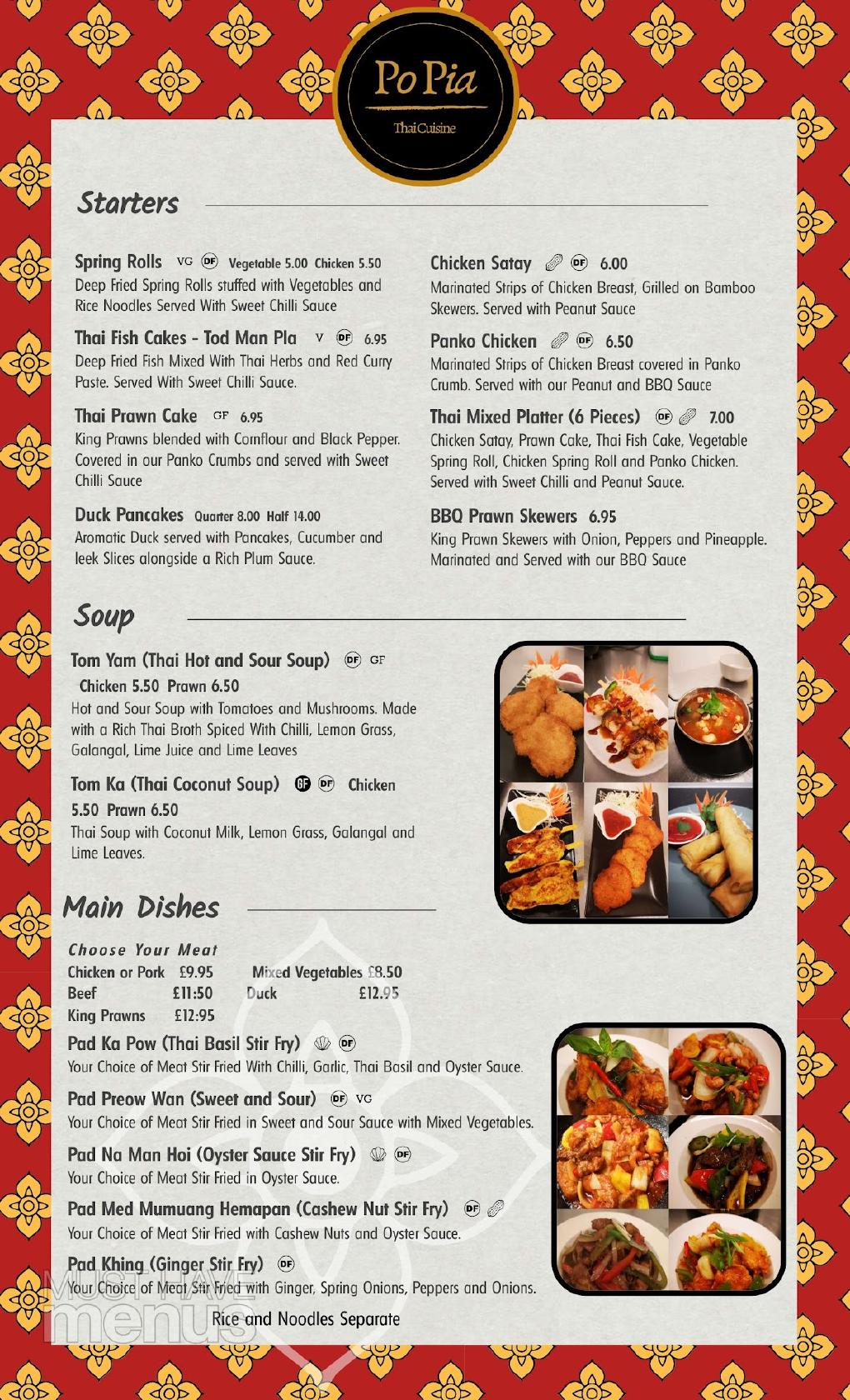 Menu at Po Pia Thai Cuisine restaurant, Grantown-on-Spey