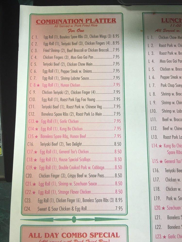 Menu at Tang Chinese Restaurant, Palmer