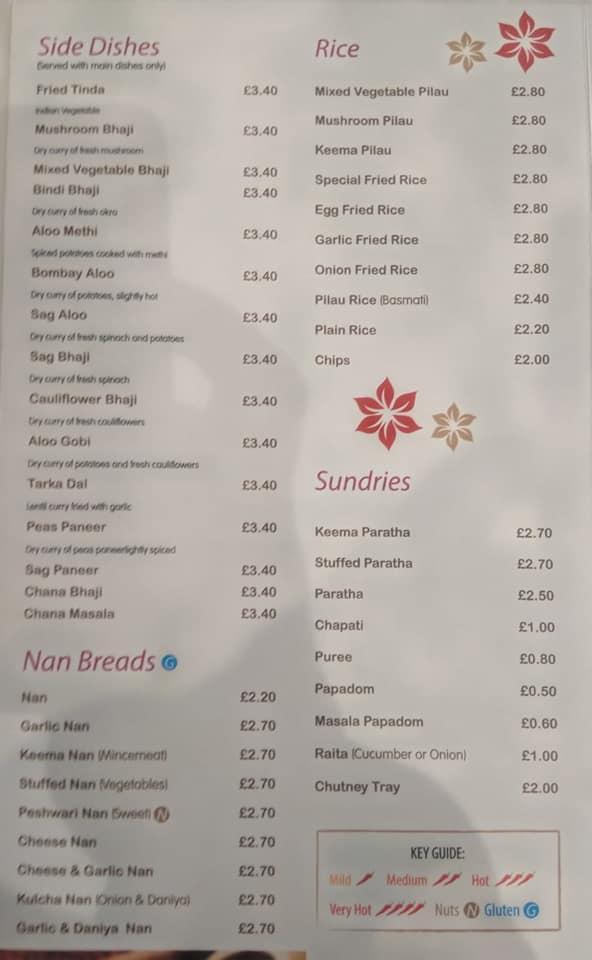 Menu at The Pavilion restaurant, Bolton