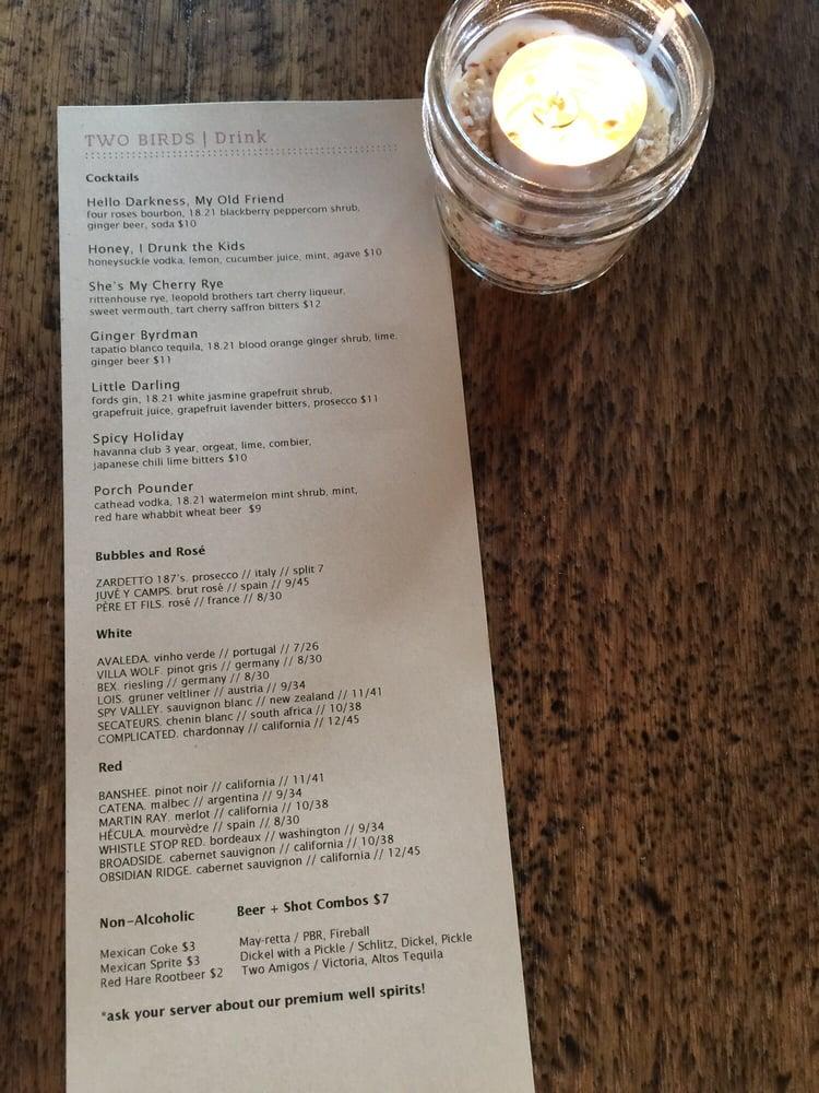 Menu at Two Birds Taphouse pub & bar, Marietta