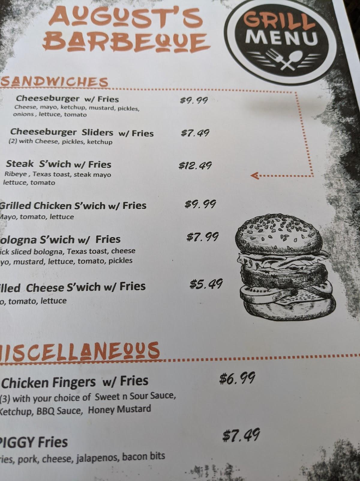 Menu at Bandits Bar & Grill, LLC, Sylacauga
