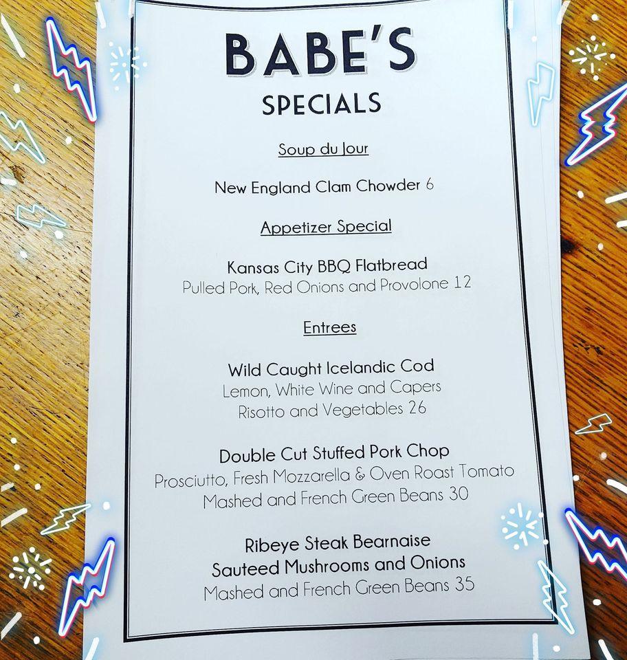 Menu at Babe's BBQ, West Haverstraw