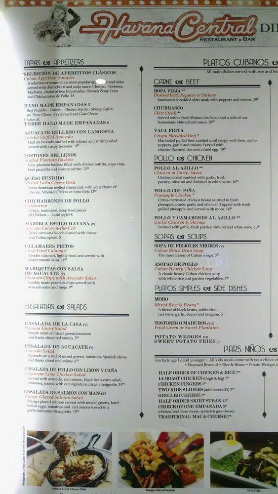 Menu at Havana Central Menlo Park Mall restaurant, Edison