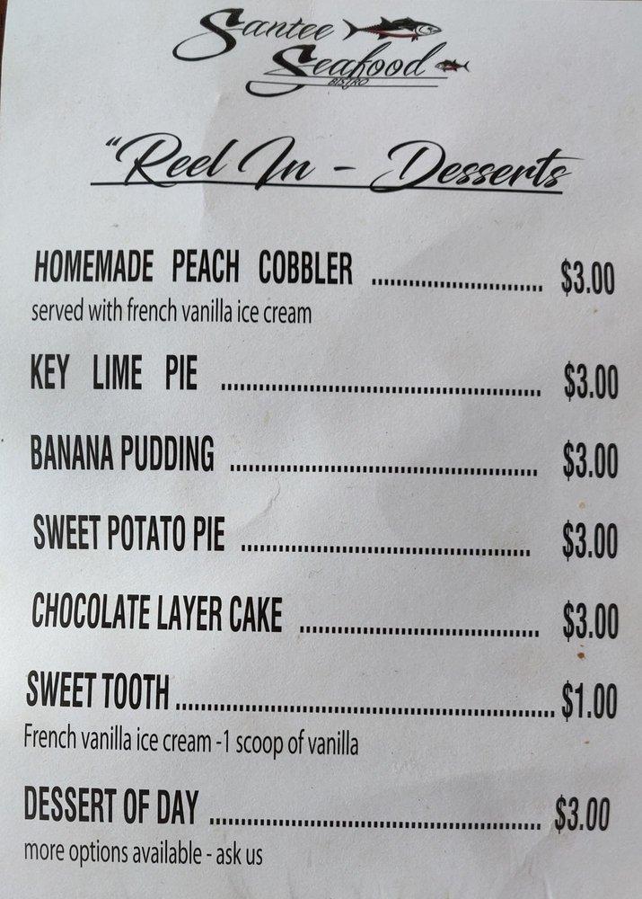 Menu at Santee Seafood Bistro pub & bar, Santee, 648 Bass Dr