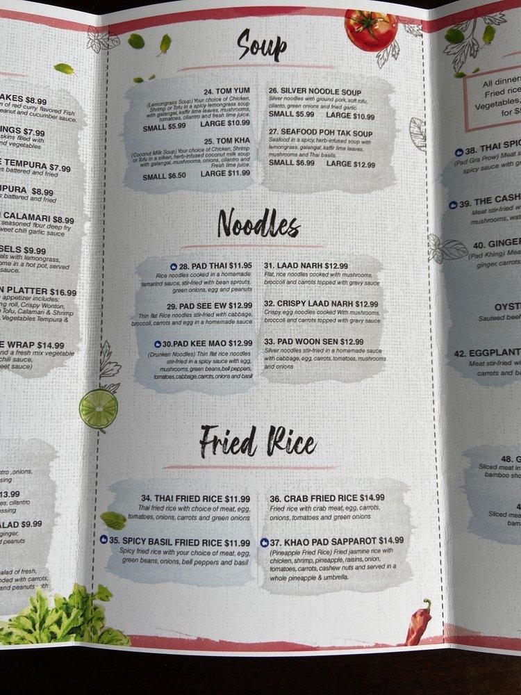 Thai Garden Restaurant Fishers Menu